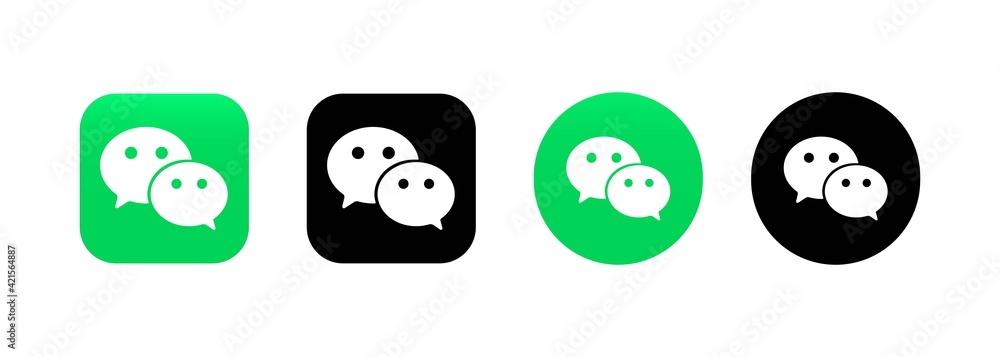 Set of WeChat icons. Social media icons. Realistic WeChat set. UI UX ...
