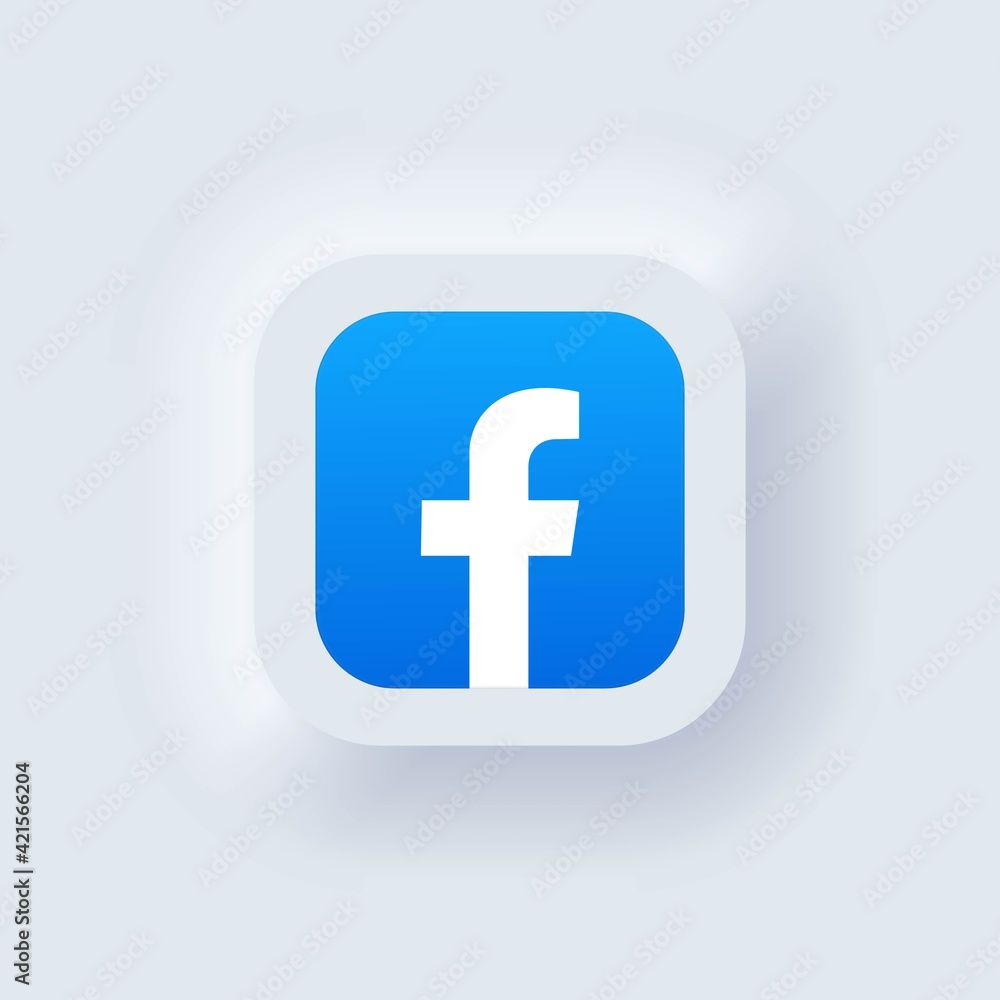 Set of Facebook icons. Social media icons. Realistic set. Neumorphic UI ...