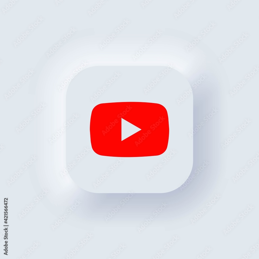 Set of YouTube icons. Social media icons. Realistic set. Neumorphic UI ...