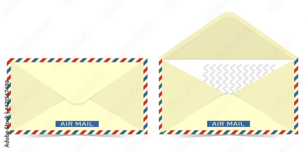 Vector closed mail envelope. Vector open mail envelope with letter on ...