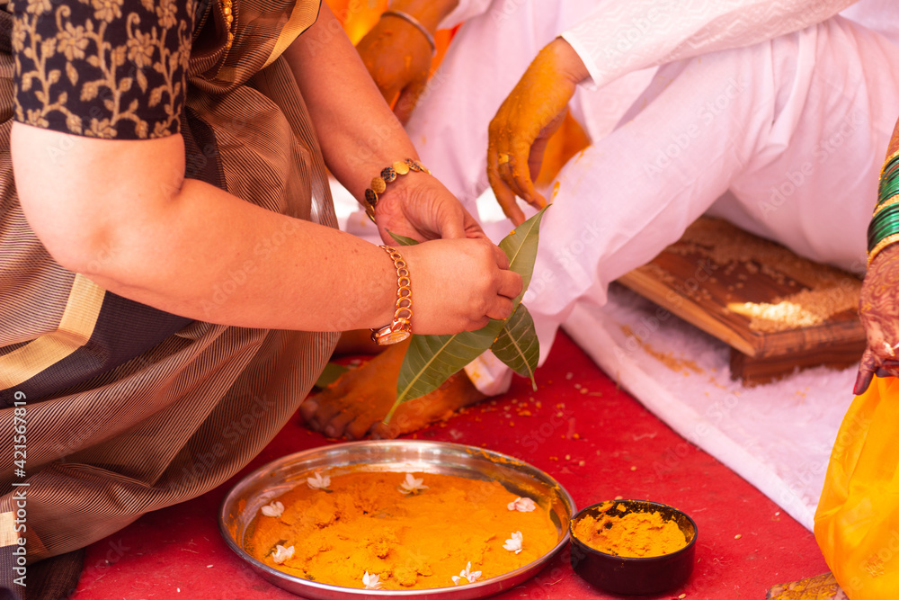 Marathi wedding haldi ceremony Stock Photo | Adobe Stock
