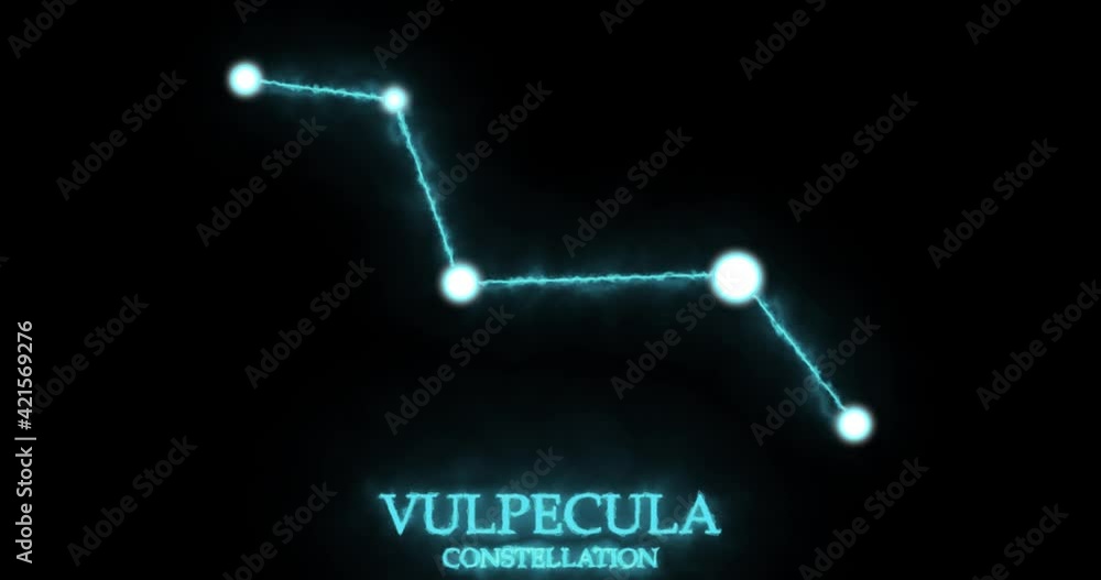 Vulpecula constellation. Light rays, laser light shining blue color ...