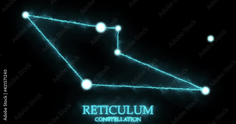 Reticulum constellation. Light rays, laser light shining blue color ...
