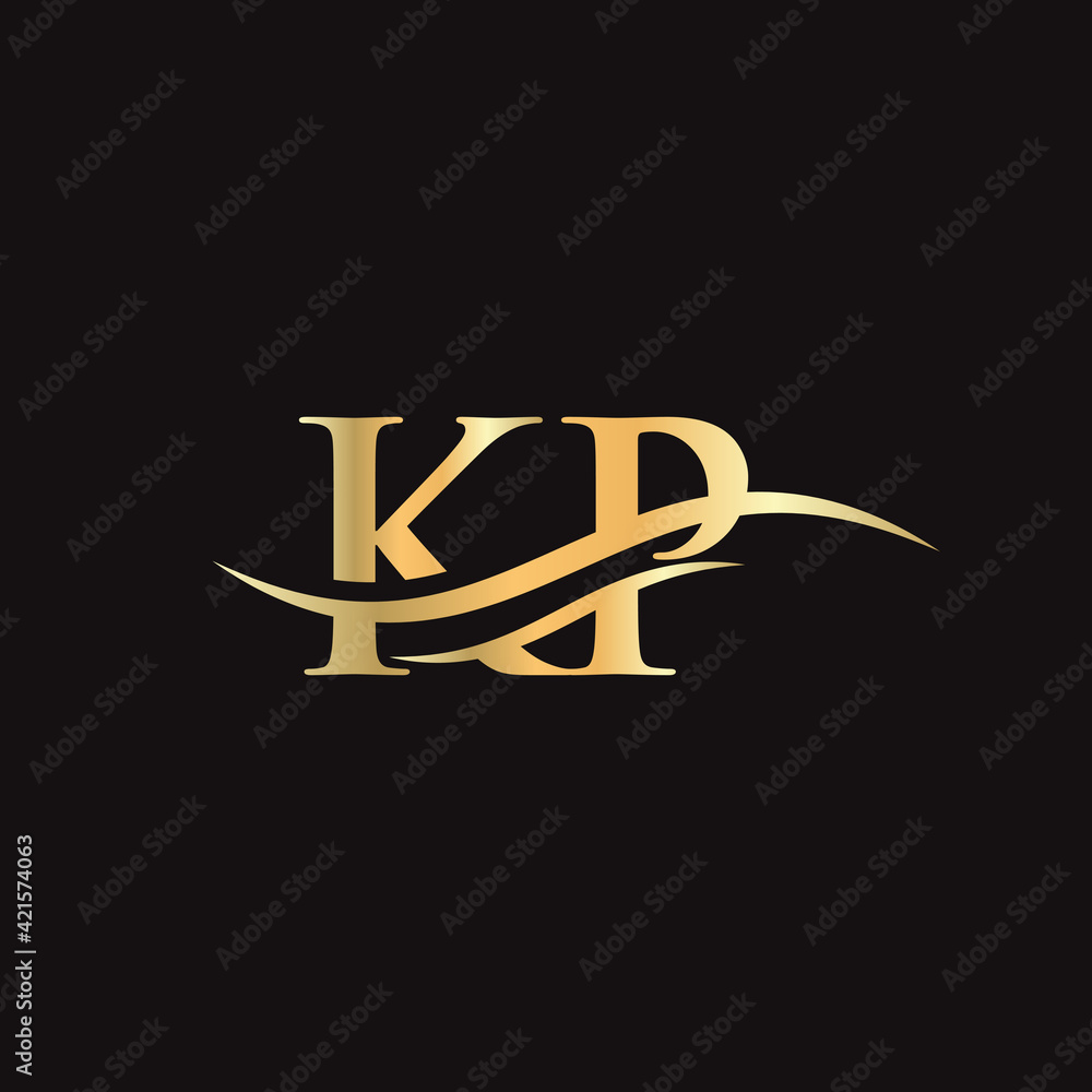 KP Logo design vector. Swoosh letter KP logo design เวกเตอร์สต็อก ...