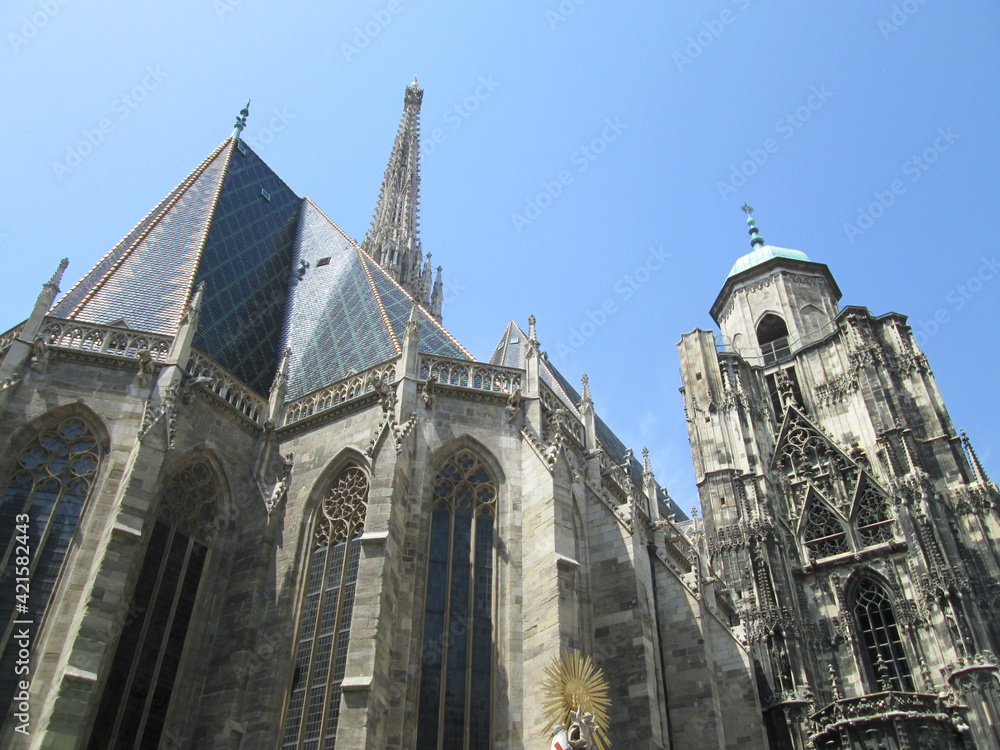 Stephansdom, Stephens Cathedral, Vienna, Austria, Spires reaching into ...