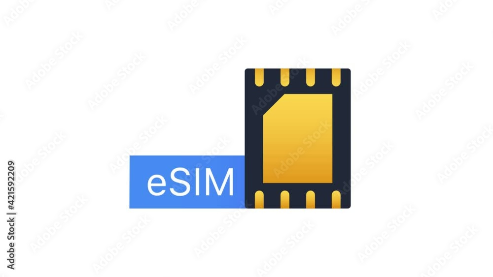 eSIM Embedded SIM card icon symbol concept. new chip mobile cellular ...