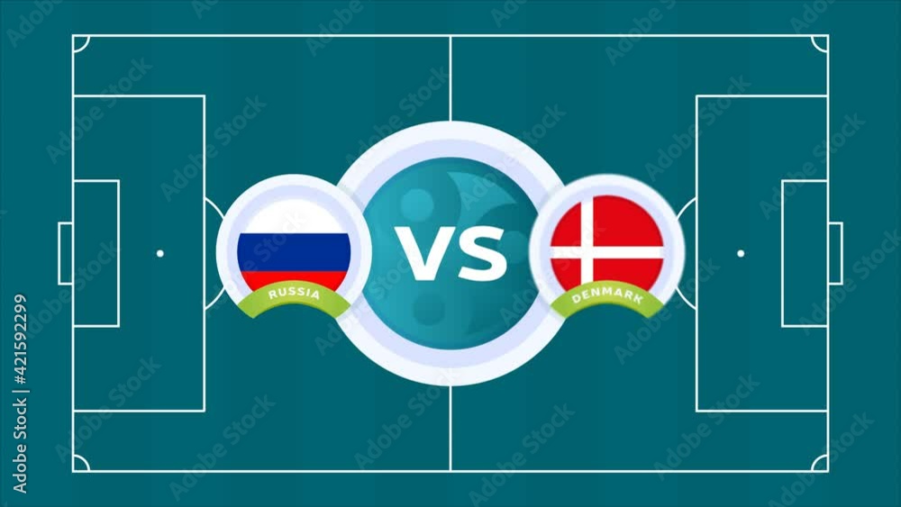 Vidéo Stock Russia vs Denmark match football field video animation ...