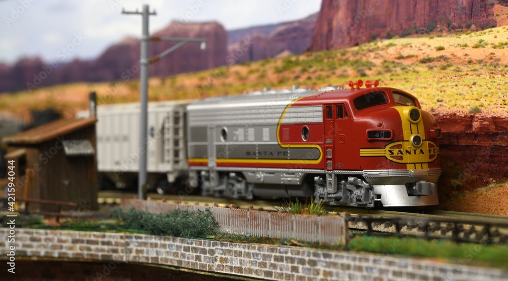 Florence, ITALY - March 2021: Miniature railway model with trains ...