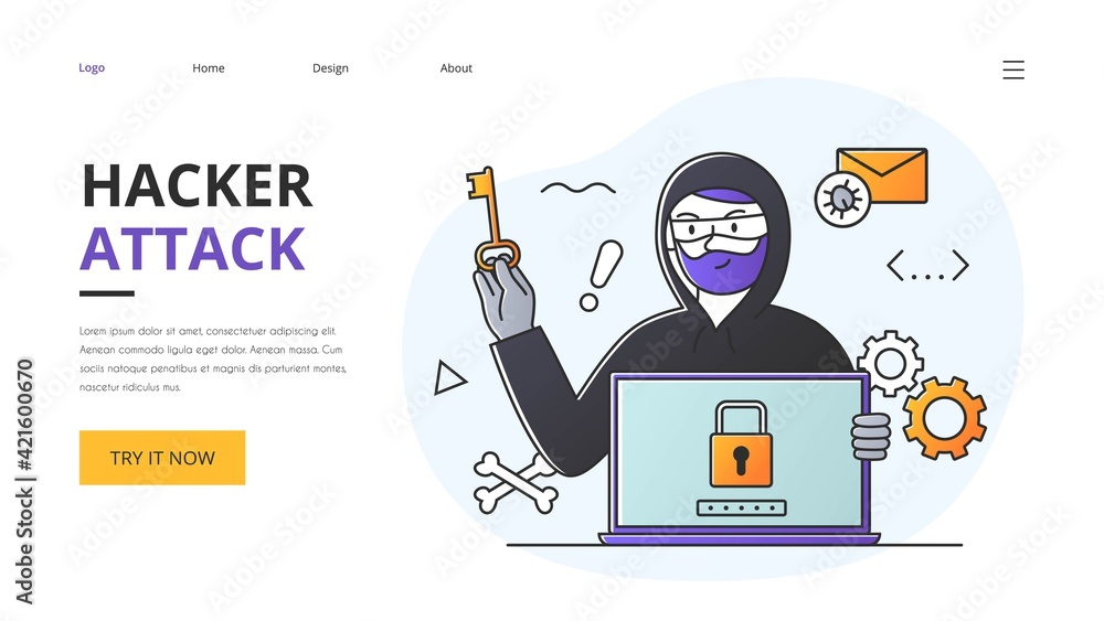 Phishing scam, hacker attack and web security Stock Vector | Adobe Stock