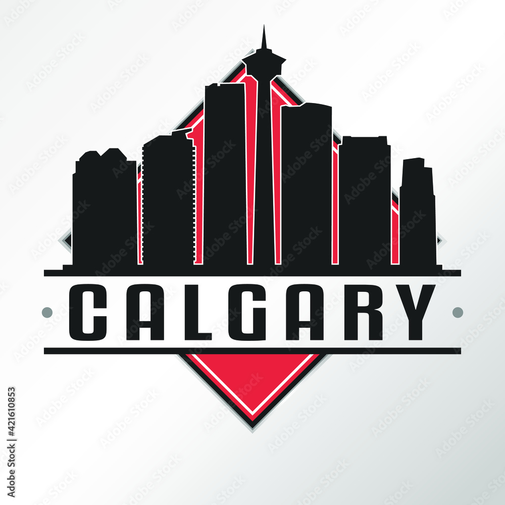 Calgary Canada Skyline Logo. Adventure Landscape Design. Vector ...