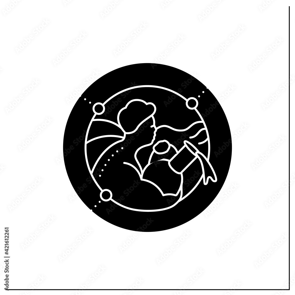 Vecteur Stock Aquarius glyph icon. Eleventh fire sign in zodiac. Water ...