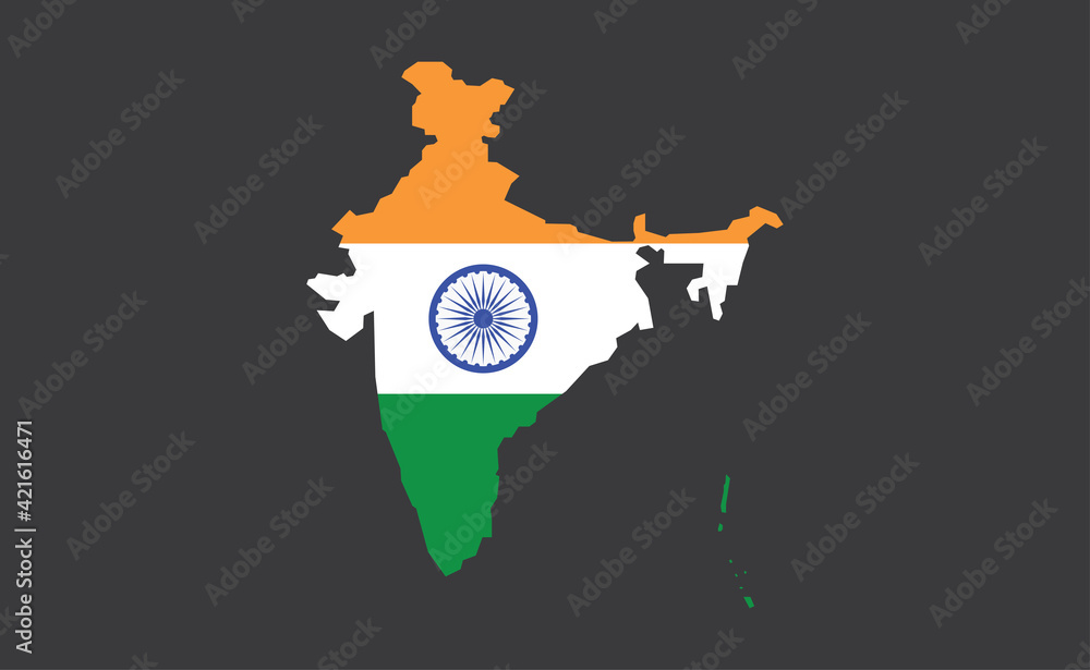 Map of India with flag colors Stock Vector | Adobe Stock