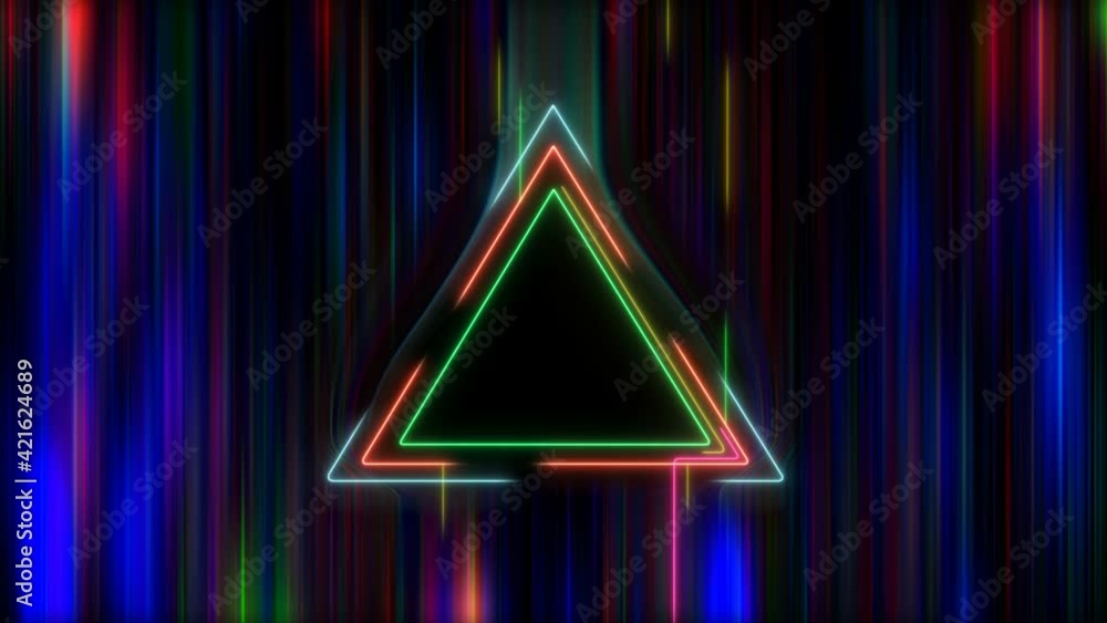 Neon Triangle in Hyper Space - A triangle of neon lines of force flying ...