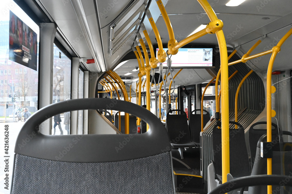 Inside a public transport bus in Hamburg Germany Stock Photo | Adobe Stock
