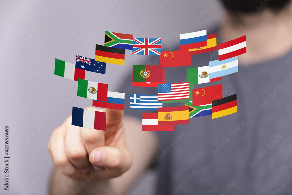 World map with all states and their flags Stock Photo | Adobe Stock
