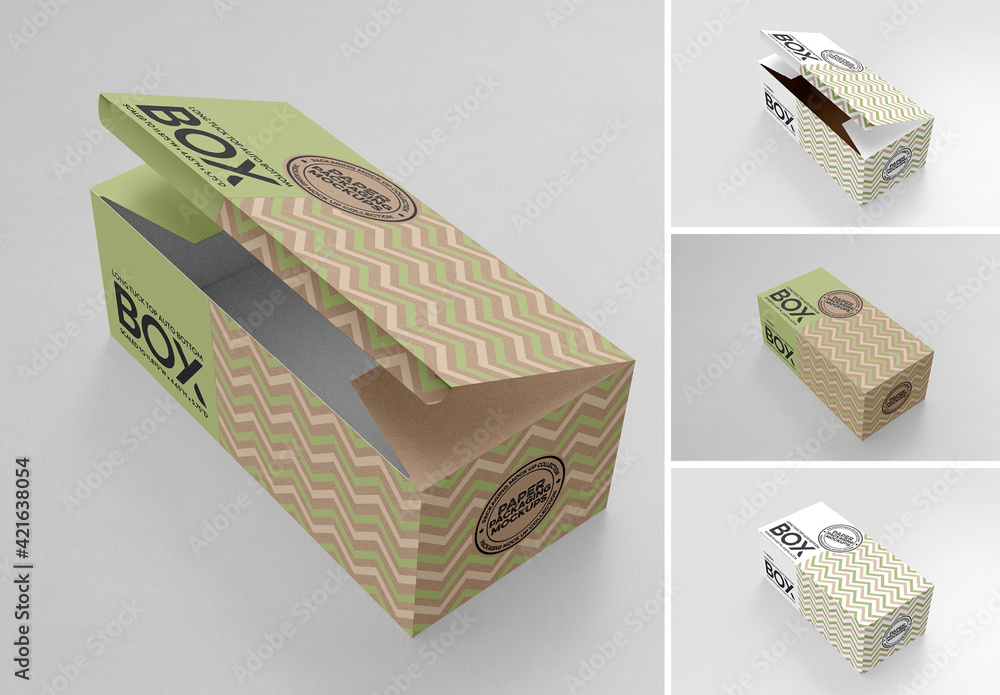 Long Tuck Top Box Mockup 2 Front Views Stock Template | Adobe Stock