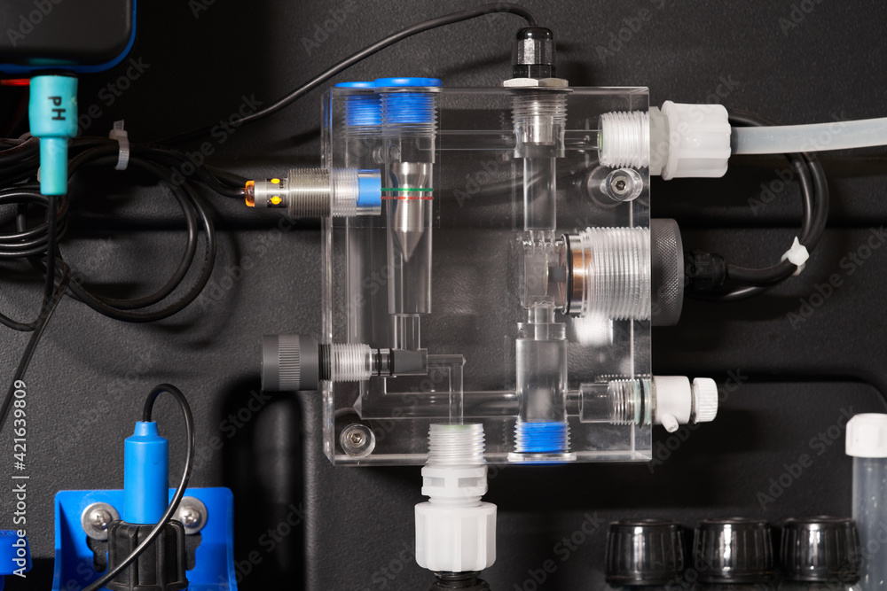 water quality control station solution for swimming pools Stock Photo ...