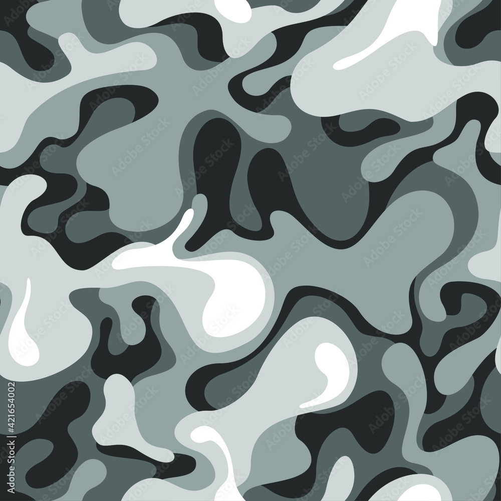 Camouflage texture seamless pattern with curve spots. Abstract military ...