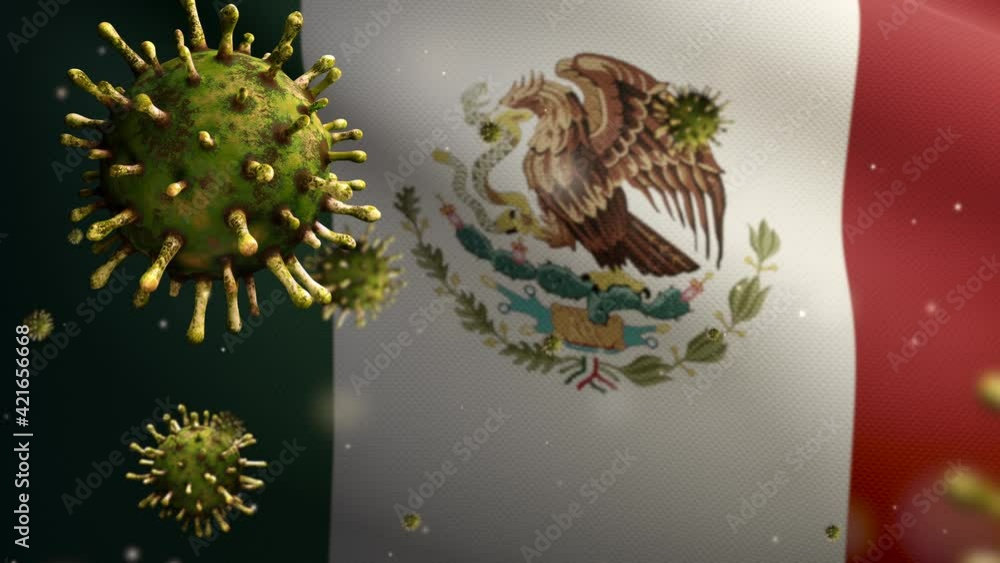 Mexican flag waving with Coronavirus outbreak infecting respiratory ...