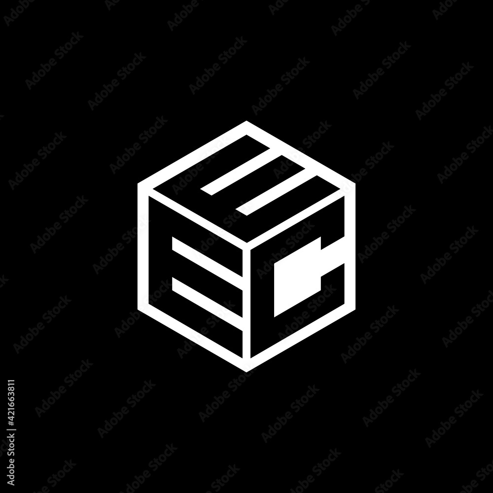 ECE letter logo design with black background in illustrator, cube logo ...
