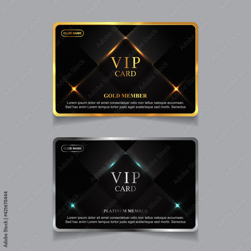 Vector VIP golden and platinum card. Black geometric pattern background ...