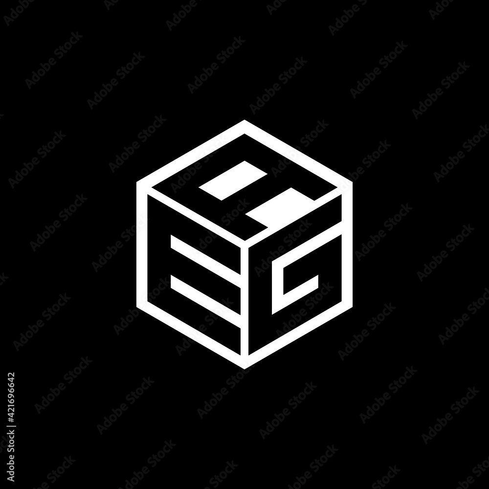 EGA letter logo design with black background in illustrator, cube logo ...