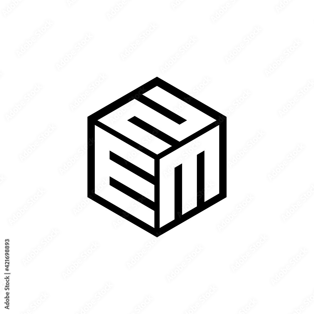 EMN letter logo design with white background in illustrator, cube logo ...