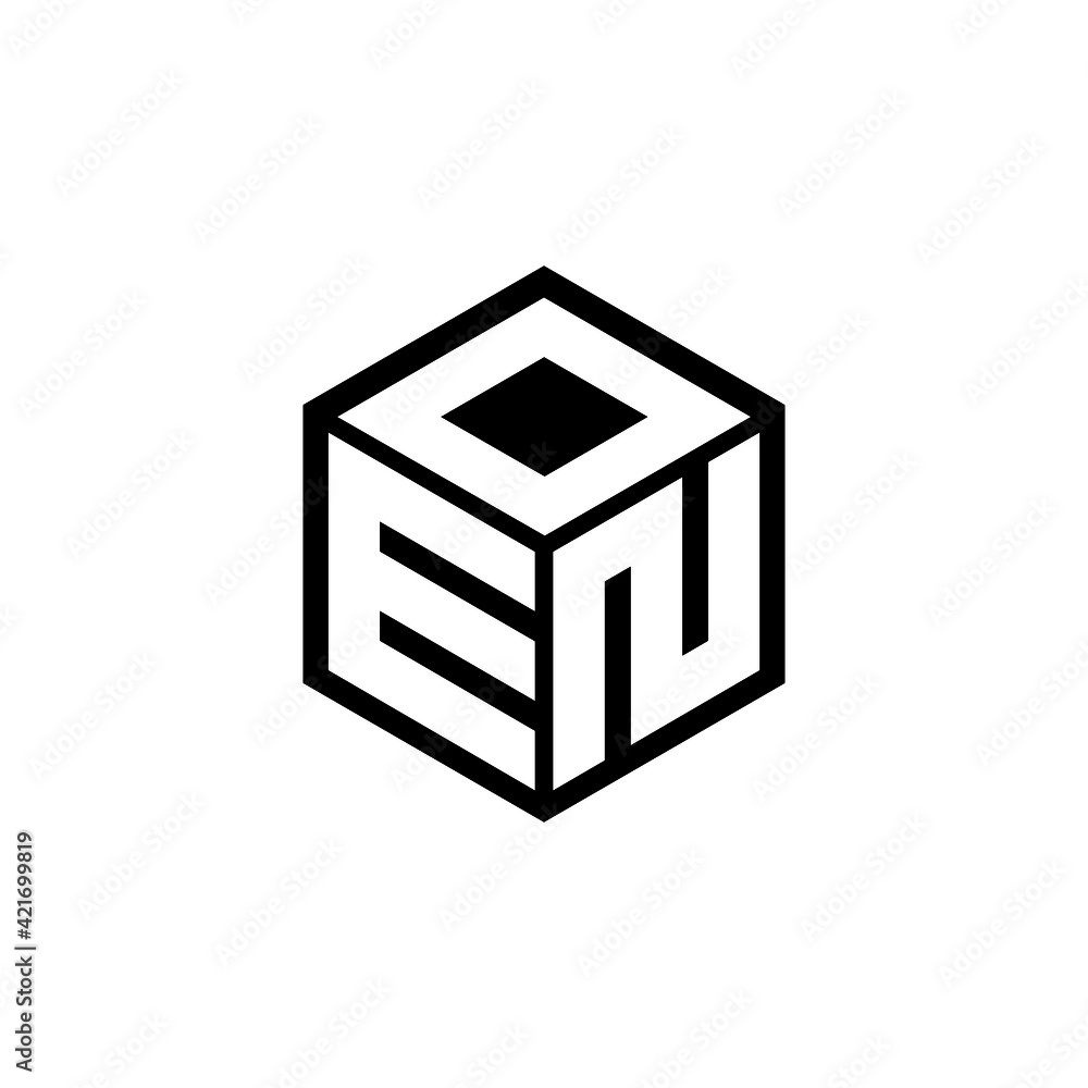 ENO letter logo design with white background in illustrator, cube logo ...