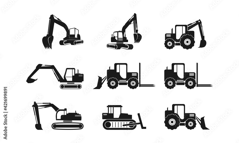 Heavy equipment set illustration vector Stock Vector | Adobe Stock