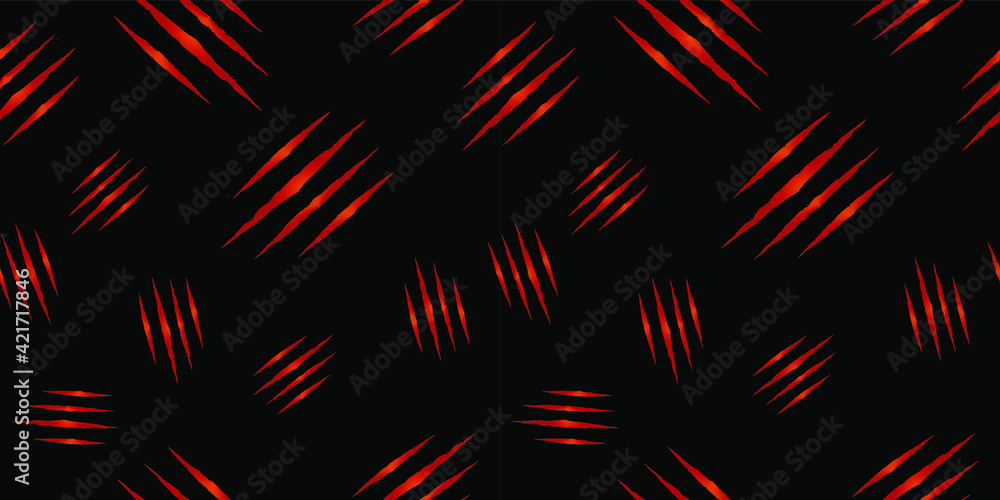 Vector dark seamless pattern with claw marks, halloween illustration ...