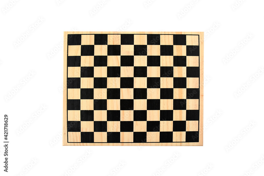 Object, top view nature wooden checker board game on white background ...