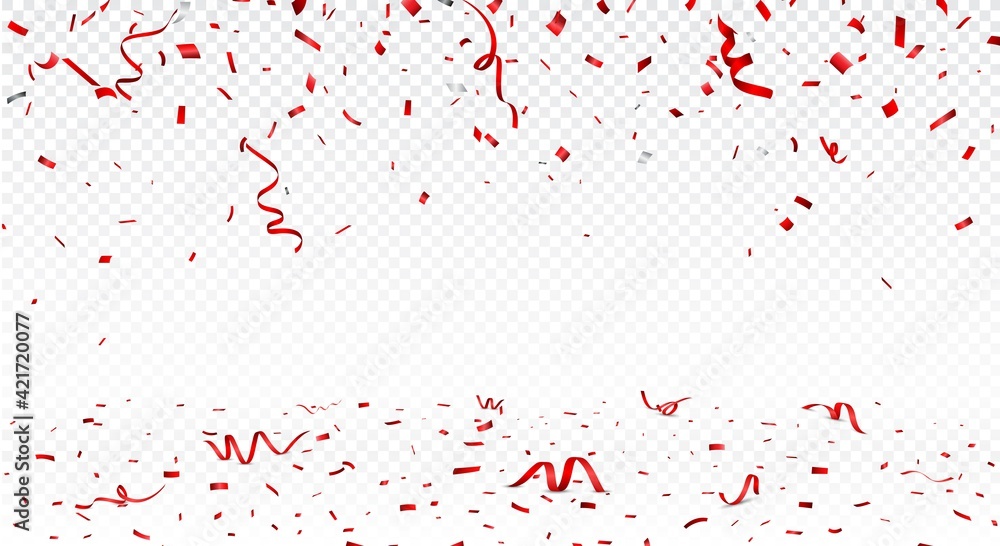 Beautiful red confetti banner, isolated on transparent background Stock ...