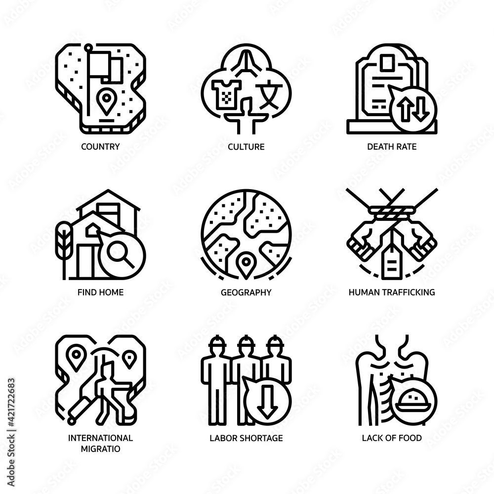 Migration icons set Stock Vector | Adobe Stock