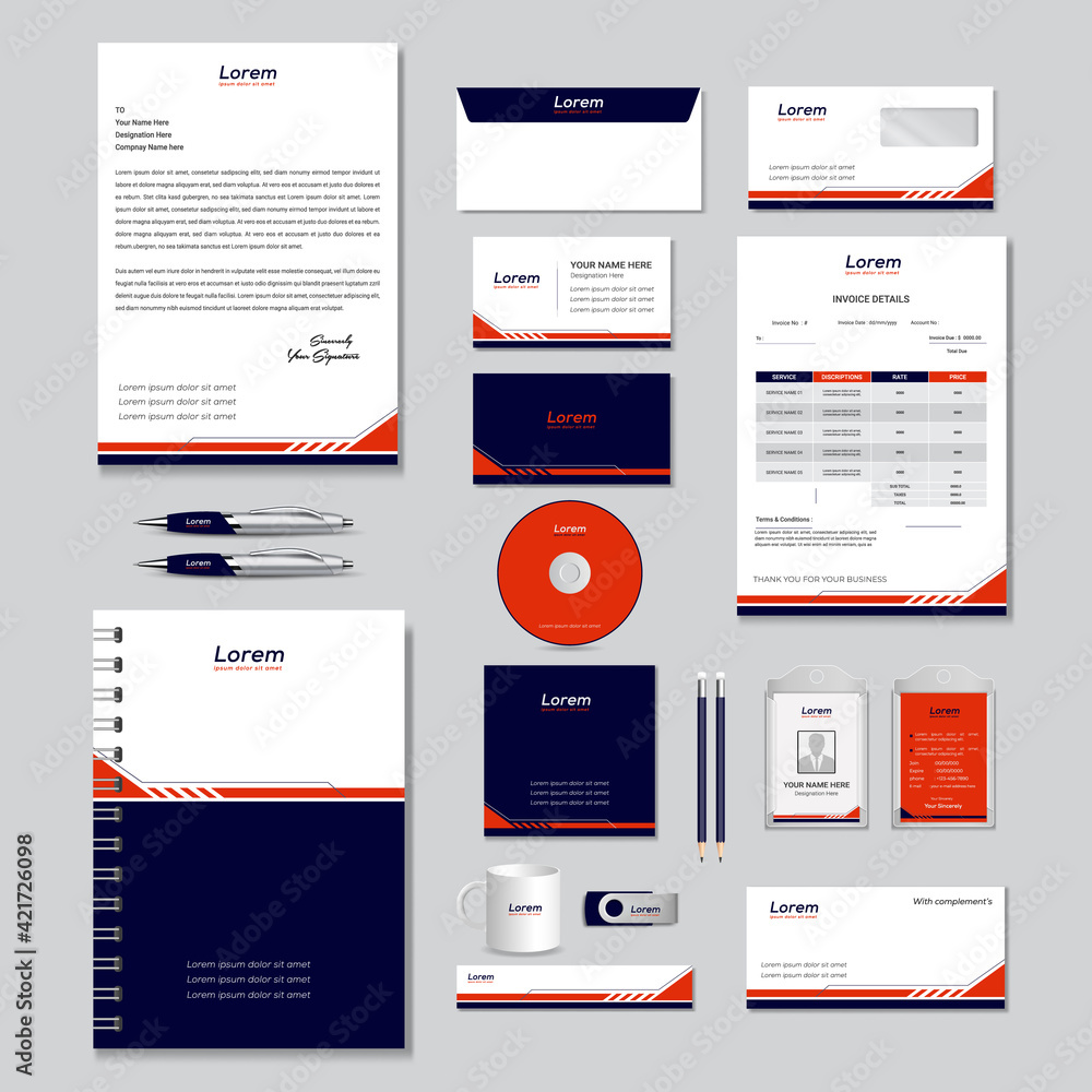 corporate identity template with digital elements. Vector company style ...