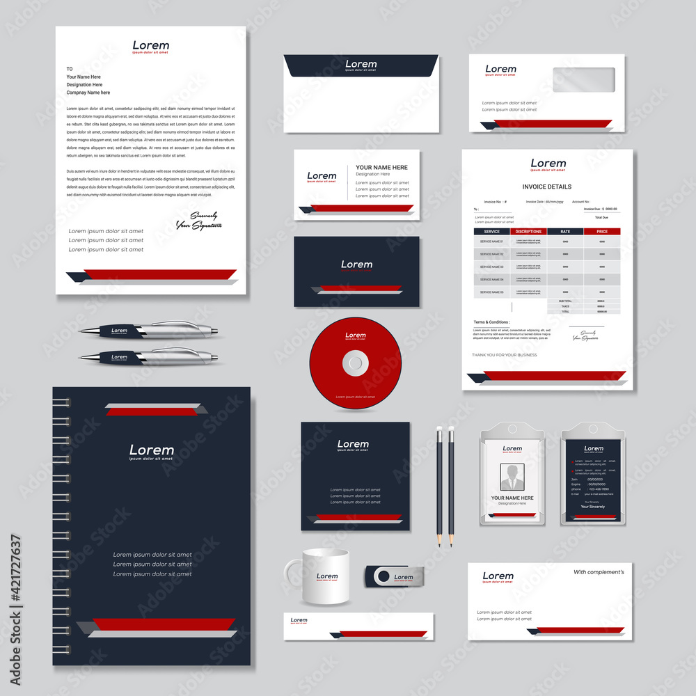Elegant professional business stationery items set. corporate identity ...