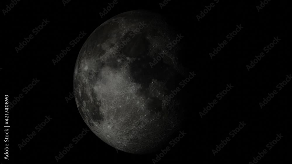 Realistic full moon. Spinning animation. Rotating planet. Black ...