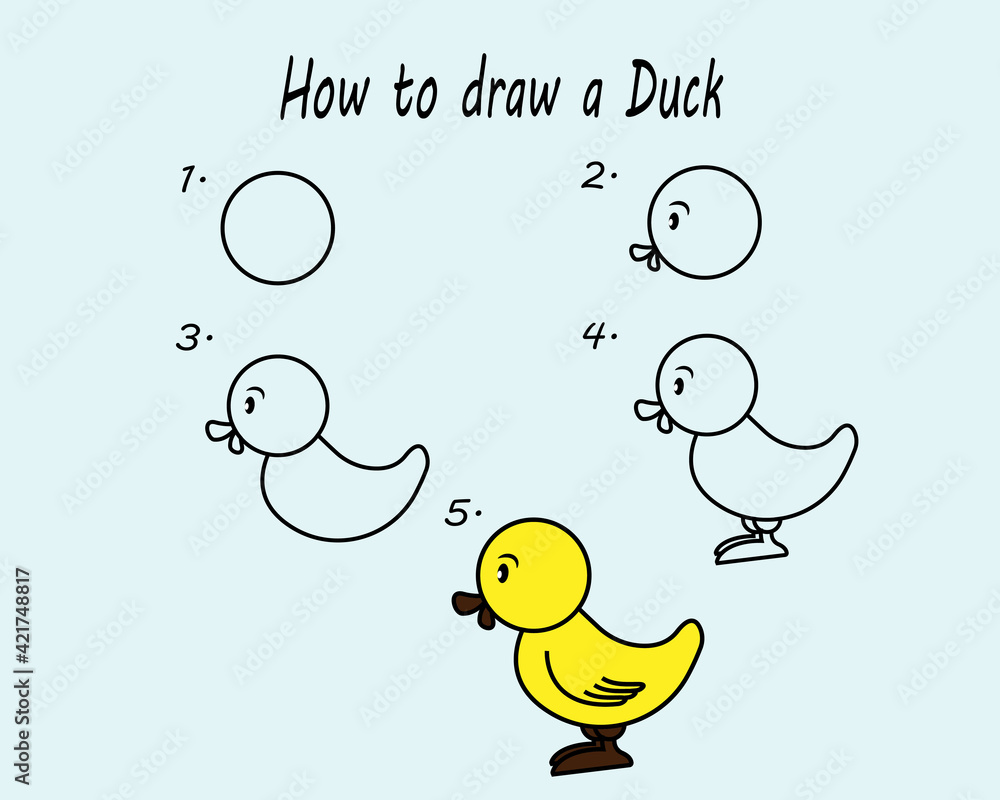 Step By Step To Draw A Duck Drawing Tutorial A Duck Drawing Lesson