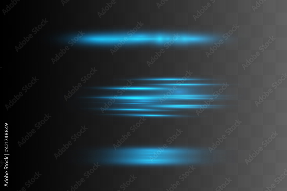 Abstract blue laser beam. Transparent isolated on black background ...