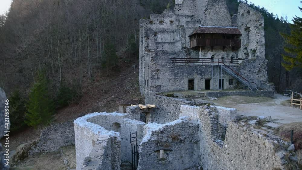 Wideo Stock: Decayed and collapsed defense thick walls in medieval ...