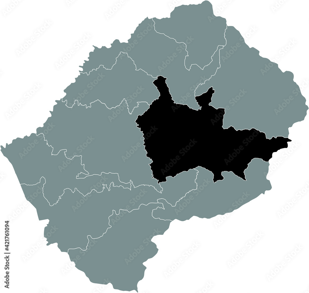 Black highlighted location map of the Lesothan Thaba-Tseka district ...