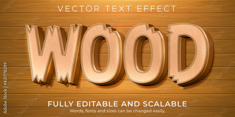 Wood tree text effect, editable natural and rustic text style Stock ...
