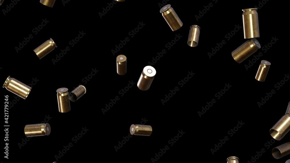 Realistic looping 1080p 3D animation of the hand gun 9 mm shells ...