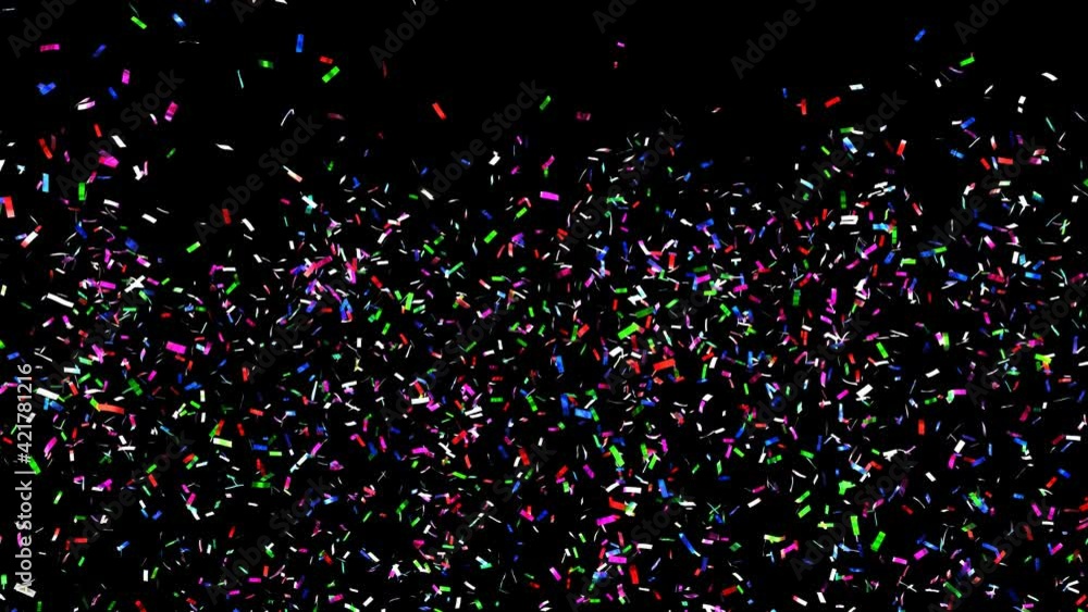 Realistic 3D animation of the colorful confetti falling down rendered ...