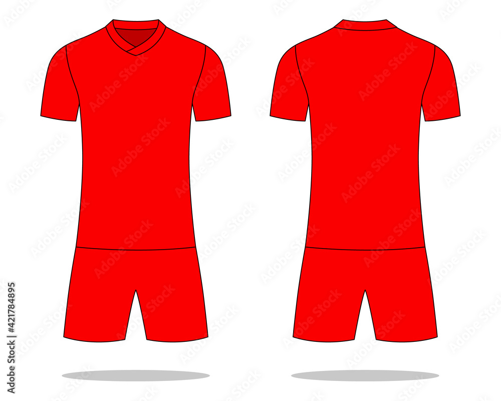 Blank Red Football Uniform Template Vector On White Background.Front ...