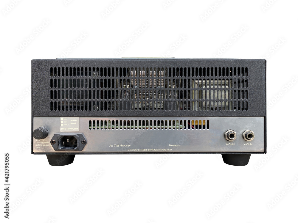 Isolated steel texture and black knob on the control panel of US-Style ...