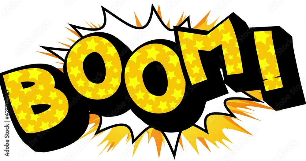Boom comic book word, explosion word animation. Retro Cartoon Popup ...