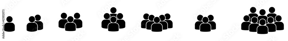 People icon set, team person, crowd, population isolated on white ...