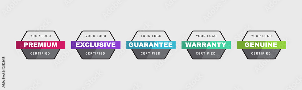 Certified logo badge design template. Set of company training badge ...