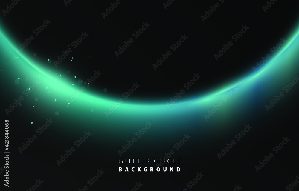 Glitter blue neon circle ring frame & sparkle flash light star shimmer ...