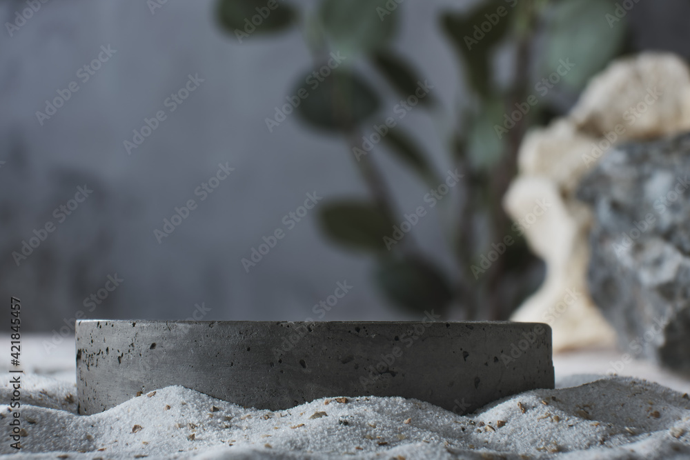 Background for cosmetic products grey concrete scene with geometric ...